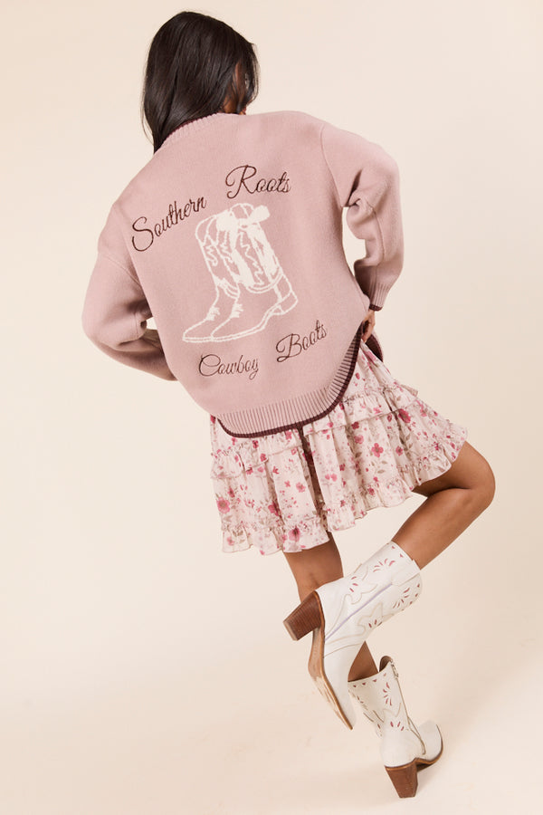Jesse Mauve Southern Roots Cowboy Boots Cardigan FINAL SALE