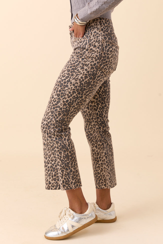 Melody Leopard Print Cropped Flare Jeans