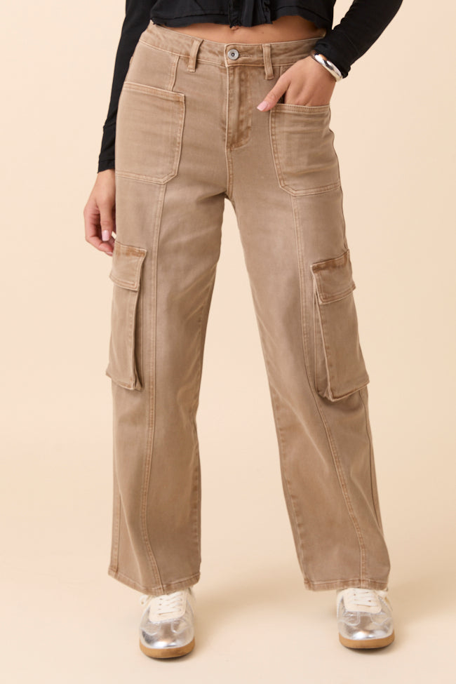 Edith Vintage Khaki High Rise Wide Leg Jeans