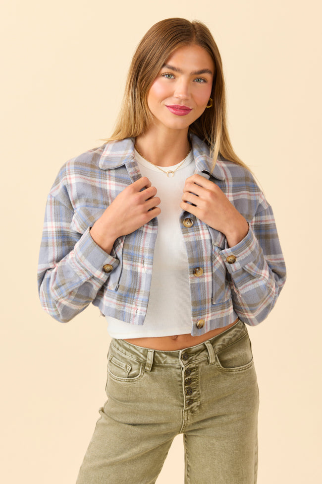 Gloria Light Blue Plaid Jacket SALE