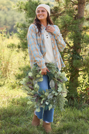 Rory Blue And Brown Plaid Flannel Button Down Top