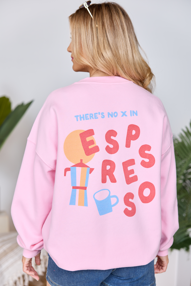 Espresso Light Pink Graphic Sweatshirt SALE