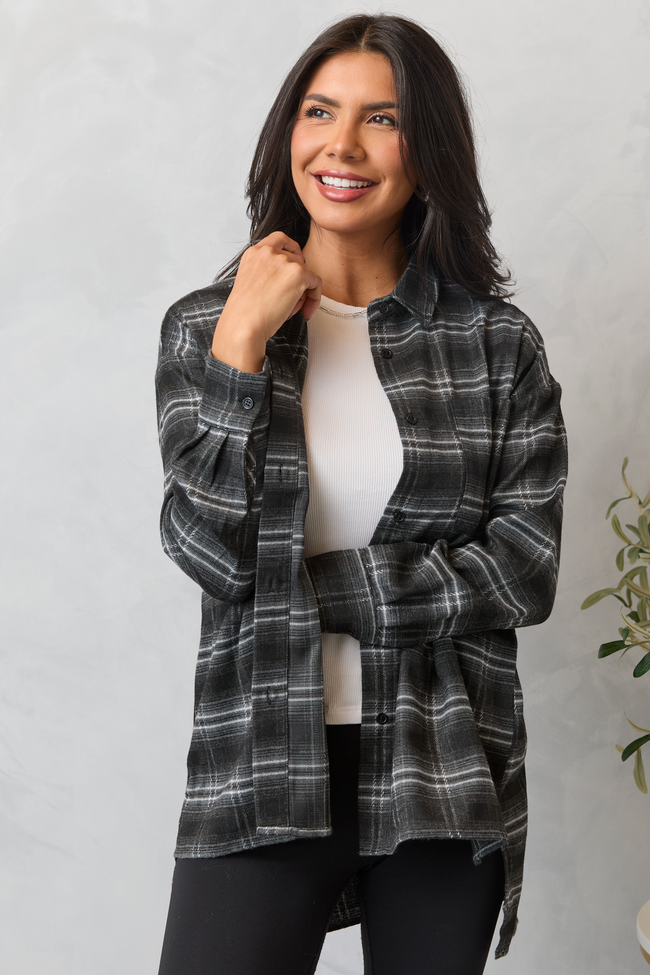 Autumn Black Plaid Flannel Top FINAL SALE