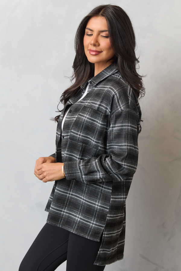 Autumn Black Plaid Flannel Top FINAL SALE