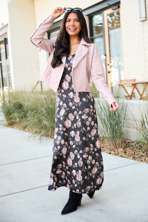 Lena Blush Faux Leather Jacket FINAL SALE