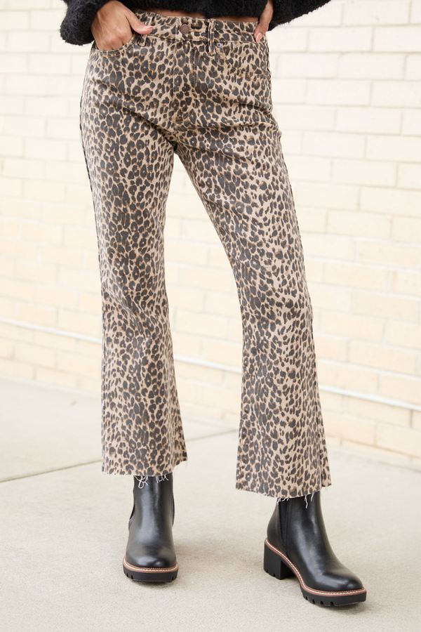 Melody Leopard Print Cropped Flare Jeans FINAL SALE