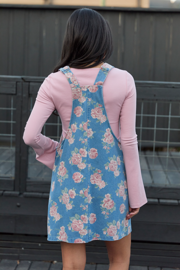 Chase Pink Rose Overall Dress