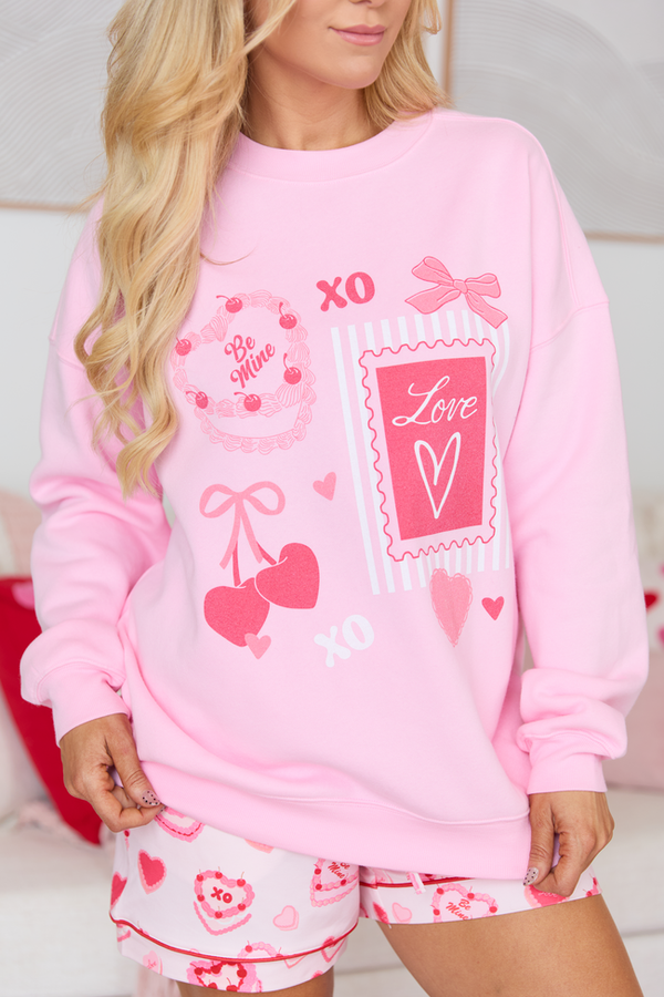 Love Icons Light Pink Graphic Sweatshirt