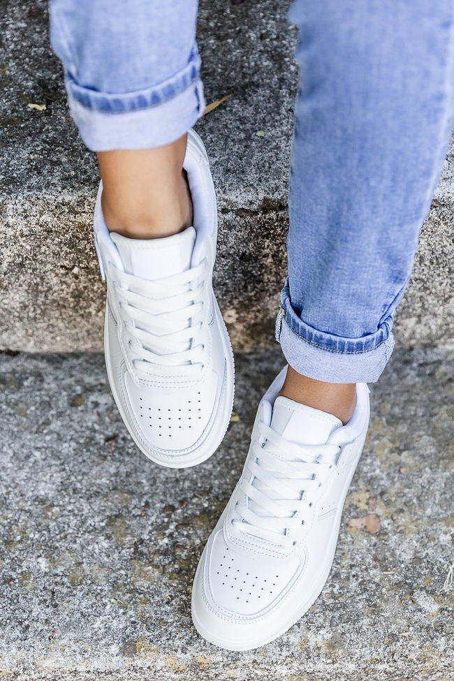 Kandace White Leather Sneakers – Pink Lily